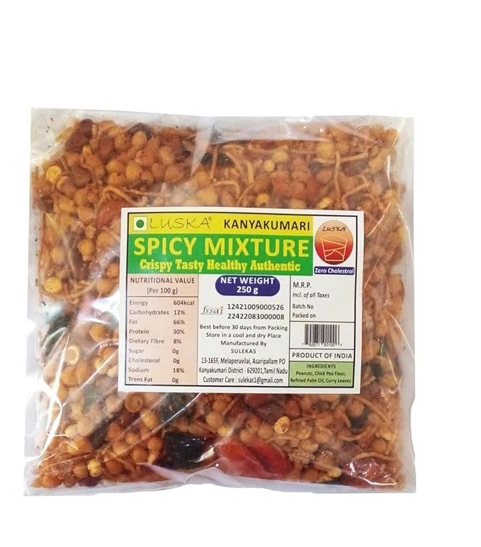 LUSKA Kanyakumari Hot Spicy Mixture Namkeen Snack | 250 grams | Tradit