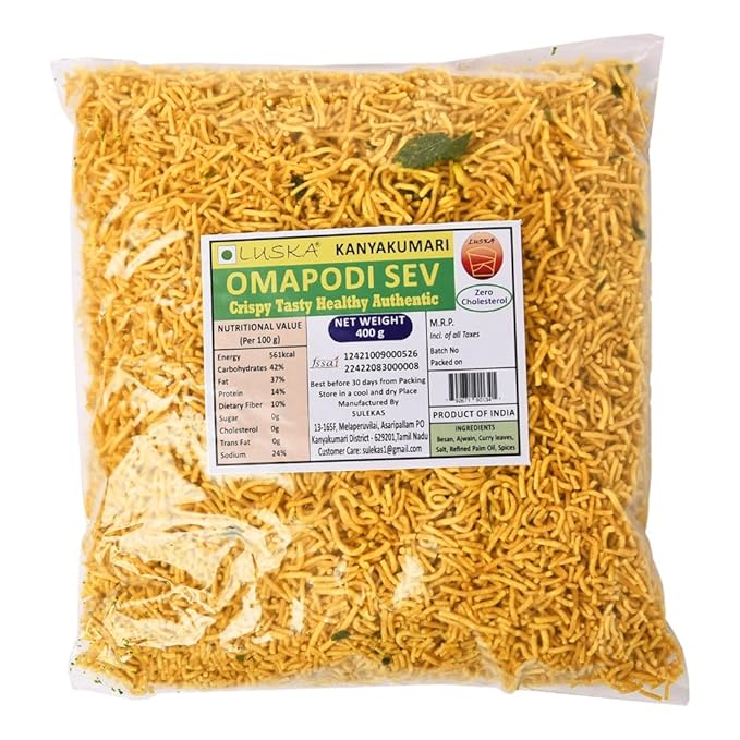 LUSKA Kanyakumari Crispy Delicious Omapodi Thin Sev Namkeen snack | 40